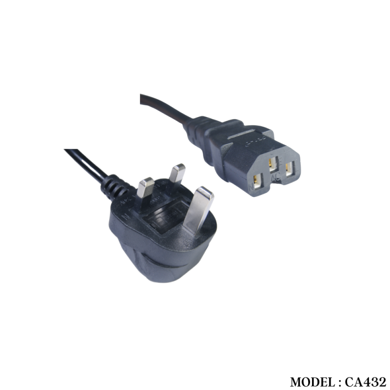 CA432 BIG UK 3 PIN PLUG TO C15 POWER CORD 1.5MM 1.8METER - Kameha.com.my