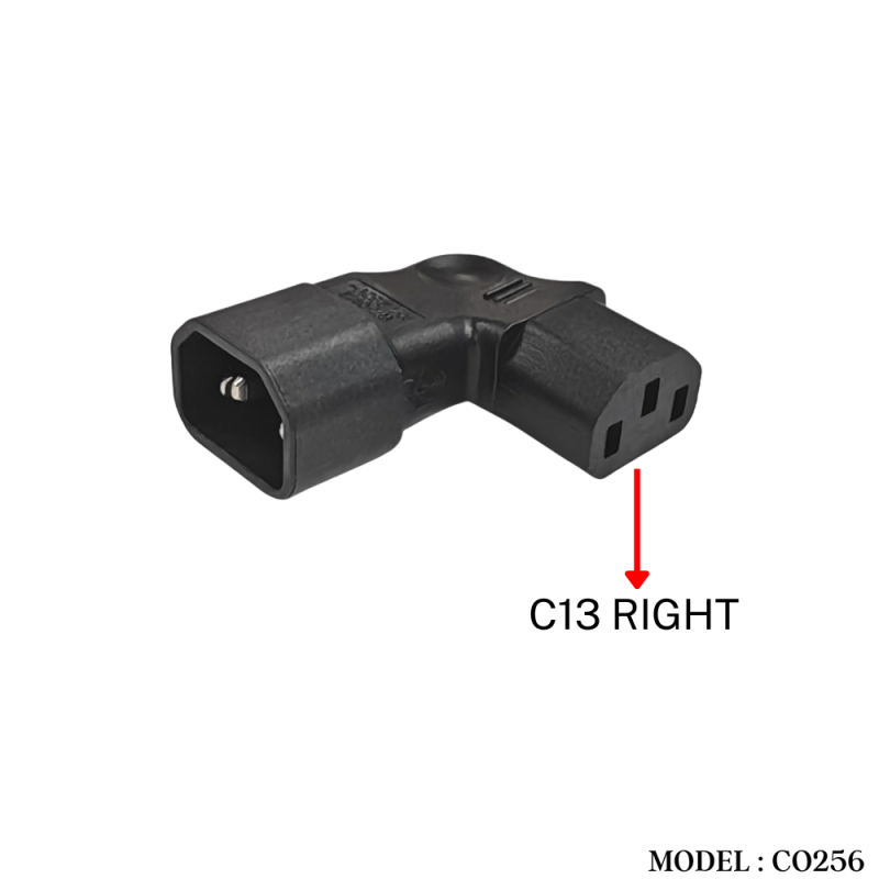 CO256 C14 MALE TO C13 FEMALE L SHAPE RIGHT ANGLE CONVERTER - Kameha.com.my