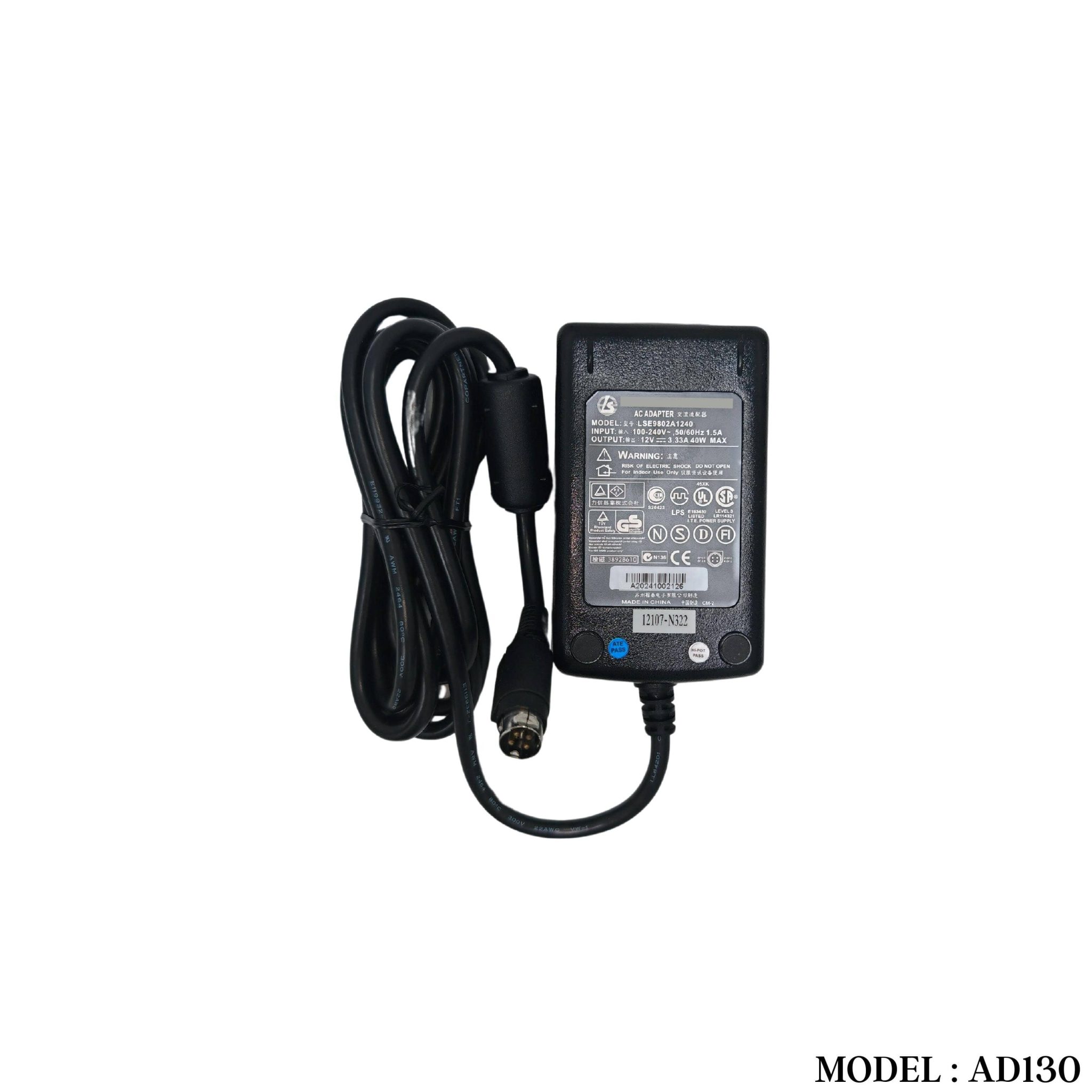 AD130 12V 3.33A ADAPTOR (4PIN) - Kameha.com.my